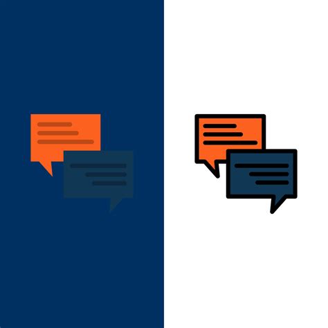 Sms Message Popup Bubble Chat Icons Flat And Line Filled Icon Set Vector Blue Background