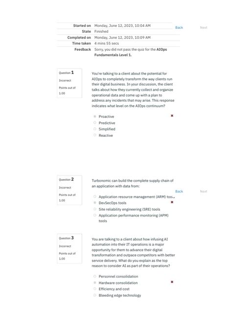 Aiops Fundamentals Level 1 Quiz Attempt Review 1 Pdf Cloud