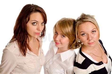 Drei Stilvolle Schöne Junge Frauen Stock Bild Colourbox