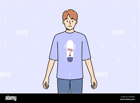 Magnesium Deficiency In Body Of Man With Mg Scale On Stomach And