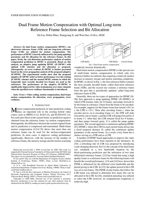 PDF Dual Frame Motion Compensation With Optimal Long Term Reference