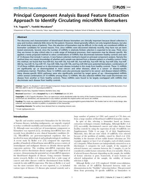 Pdf Principal Component Analysis Based Feature Extraction Approach To