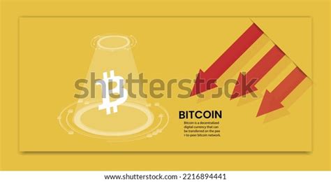 Bitcoin Btc Downtrend Value Falling Down Stock Vector Royalty Free