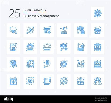 Business And Management 25 Blue Color Icon Pack Including Business Bag Gear Network