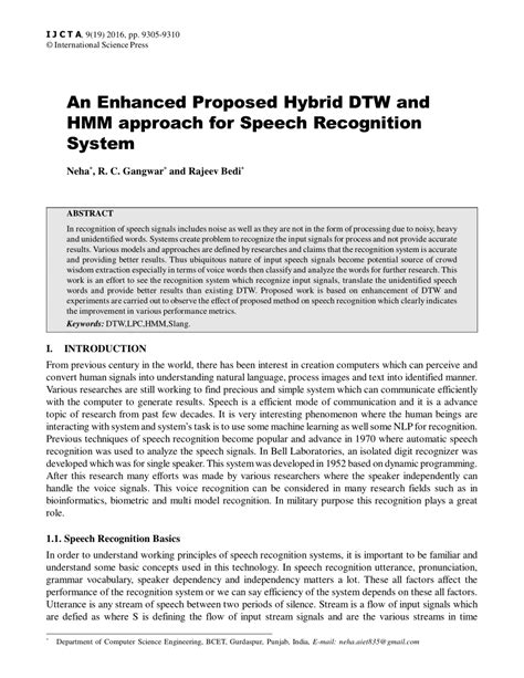Pdf An Enhanced Proposed Hybrid Dtw And Hmm Approach For Speech