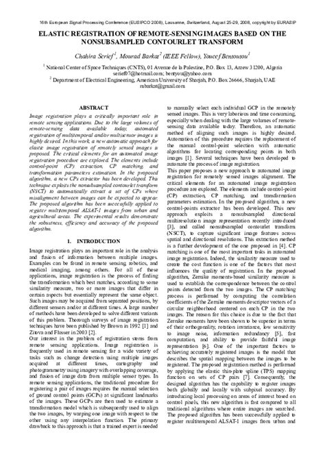 Pdf Elastic Registration Of Remote Sensing Images Based On The