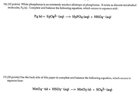 Solved White Phosphorus Is An Extremely Reactive Allotrope
