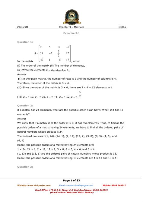 Chapter 3 Matrices Pdf Chemistry Science