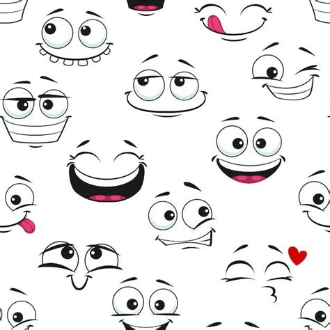 Смешные мультяшные улыбки и смеющиеся лица Премиум векторы Sorrisos