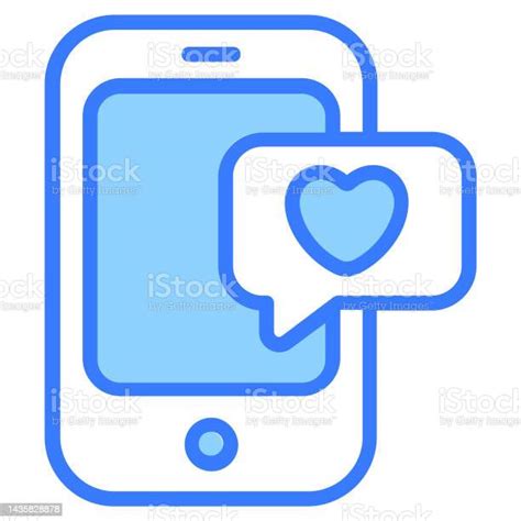 사랑 모바일 핸드폰 아이콘 간단한 디자인 블루 라인 아이콘 Brand Name Online Messaging Platform에