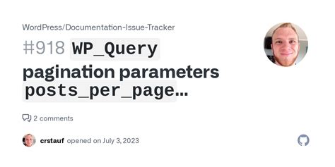 `wp query` pagination parameters `posts per page` description · issue