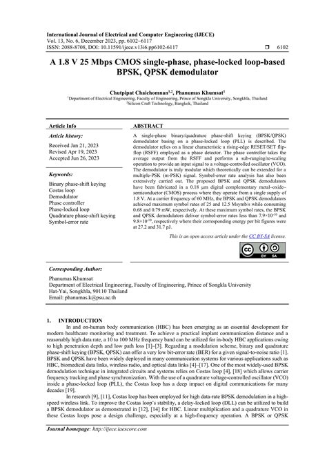 A 18 V 25 Mbps Cmos Single Phase Phase Locked Loop Based Bpsk Qpsk