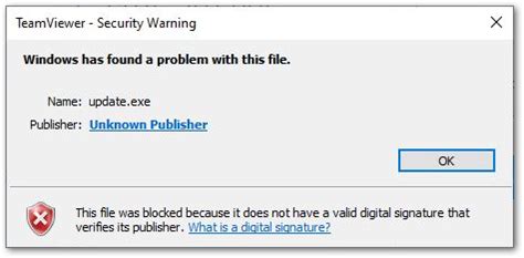 Update Exe Blocked Invalid Signature Teamviewer Support