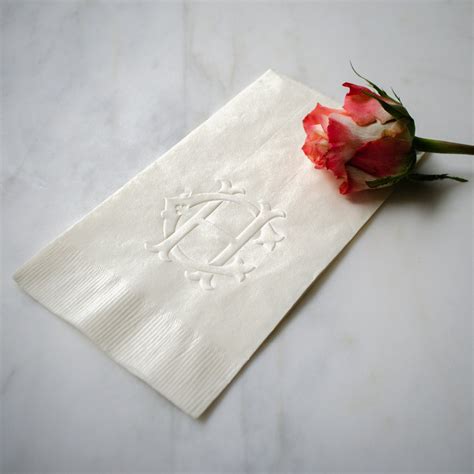 Embossed Monogram Cocktail Napkins Gb Design House
