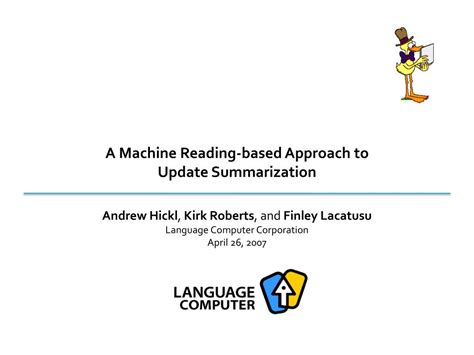 Ppt A Machine Reading Based Approach To Update Summarization