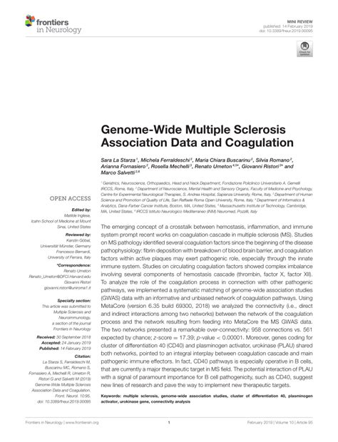 Pdf Genome Wide Multiple Sclerosis Association Data And Coagulation