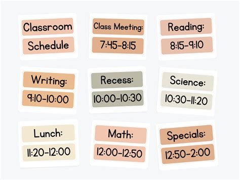 Editable Boho Classroom Schedule Template Classroom Schedule Cards