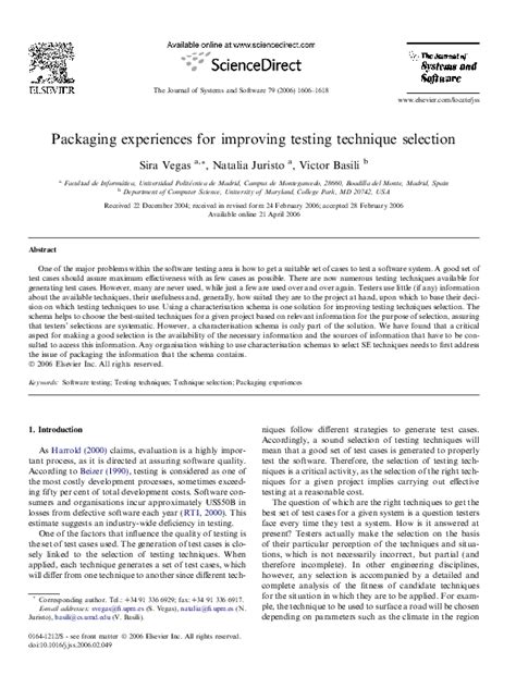 Pdf Packaging Experiences For Improving Testing Technique Selection