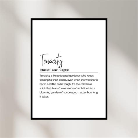 Tenacity Definition Motivational Wall Art Inspiring Decor Wooden