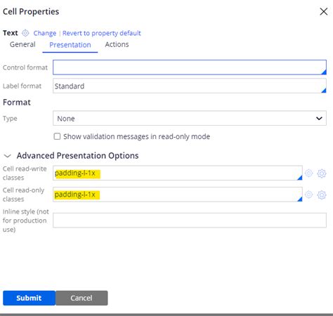 Alignment For Text Cell Properties Inside A Section Support Center