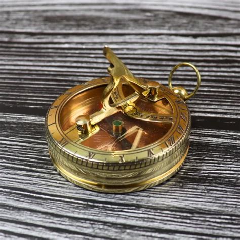 Gilbert And Sons Style Pocket Shiny Brass Sundial Compass