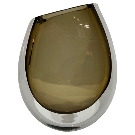Thick Brown Glass Slanted Top Vase Brazil Contemporary For Sale At