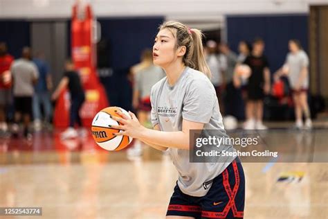 Li Meng Of The Washington Mystics Shoots The Ball During Open News