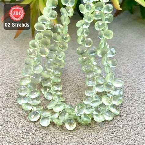 Prehnite 8 8 5mm Briolette Pear Shape 8 Inch Long Gemstone Beads