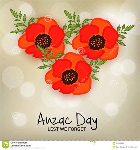 Anzac Daylest We Forget Stock Illustration Illustration Of Poppies