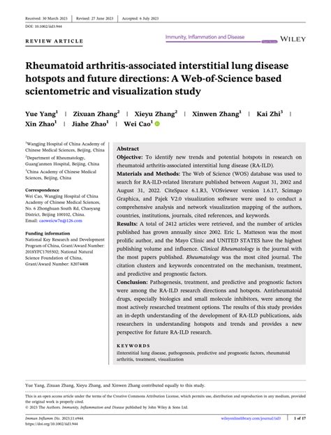 Pdf Rheumatoid Arthritis‐associated Interstitial Lung Disease