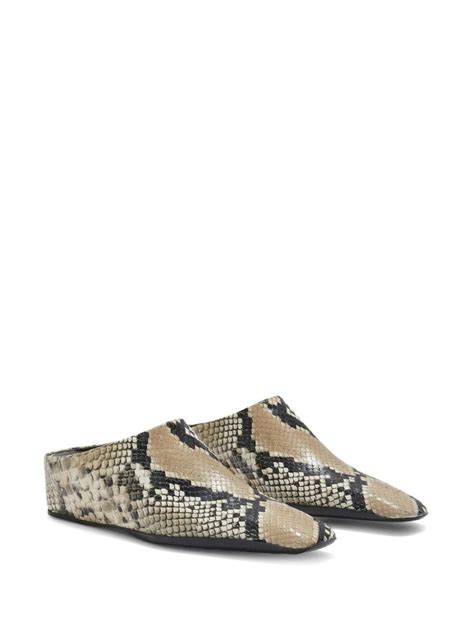 Jil Sander Leather Mule With Python Print Balardi