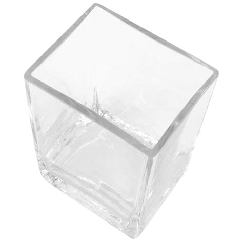 Clear Glass Cube Vase 6