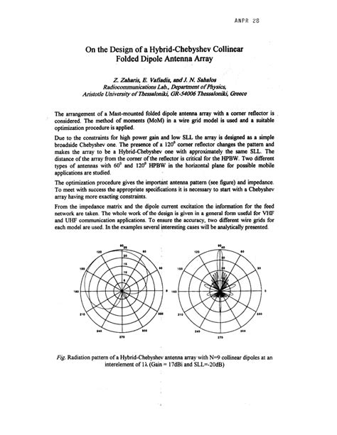 Pdf On The Design Of A Hybrid Chebyshev Collinear Folded Dipole