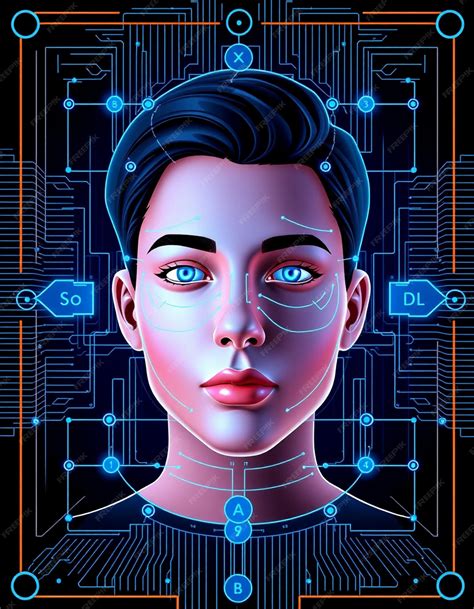 3d Face Recognition Set Biometric Id Facial Scanning And Cyber Security Concepts Premium Ai