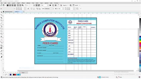 Monthly School Fee Card Format In Coreldraw Fees Card Design Youtube