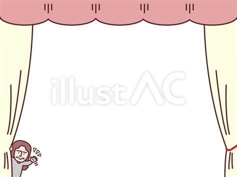 フレーム枠・カーテンから顔を覗かせる男性イラスト No 22210488／無料イラストフリー素材なら「イラストac」