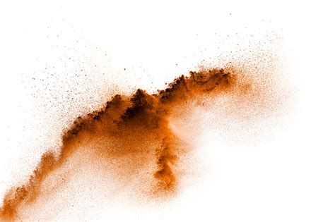 雲を爆発させる茶色のほこり茶色の粒子が白い背景に飛び散った しぶきのストックフォトや画像を多数ご用意 しぶき しぶきを上げる