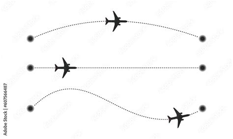 Airplane Line Path Airplane Flight Path With Start Point End Point And Dashed Line Black