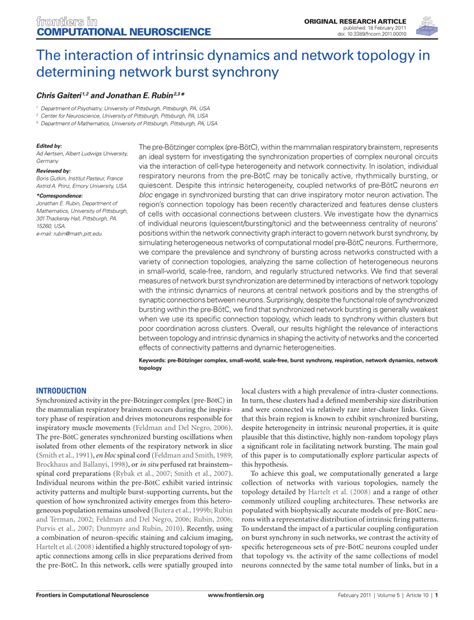 Pdf The Interaction Of Intrinsic Dynamics And Network Topology In