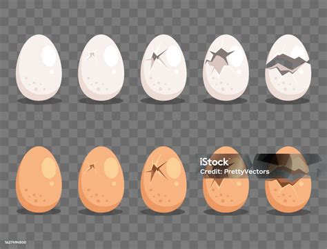달걀 깨진 껍질 닭고기 달걀 껍질 균열 격리 세트 벡터 평면 그래픽 디자인 그림 3차원 형태에 대한 스톡 벡터 아트 및 기타 이미지 3차원 형태 개체 그룹 건강관리와