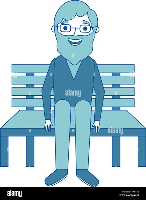 Old Man Grandpa Sitting In Bench Waiting Stock Vector Image And Art Alamy