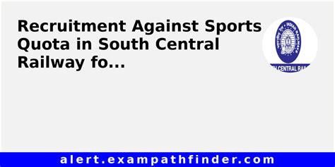 Recruitment Against Sports Quota In South Central Railway For The Year