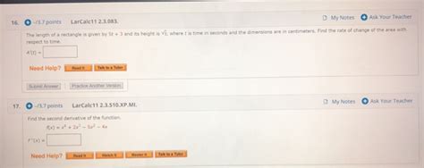 Solved My Notes Ask Your Teacher 16 3 7 Points Larcalc11