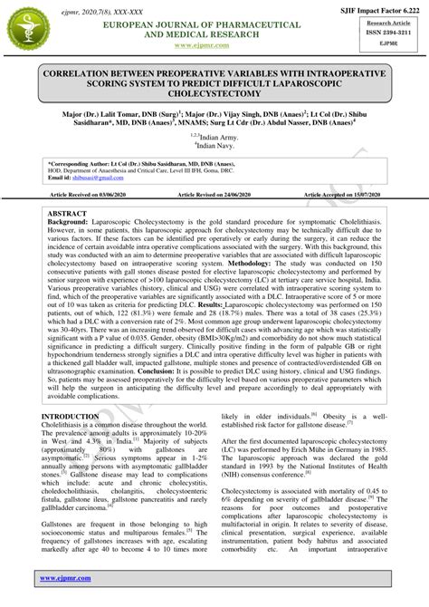Pdf Correlation Between Preoperative Variables With Intraoperative Scoring System To Predict