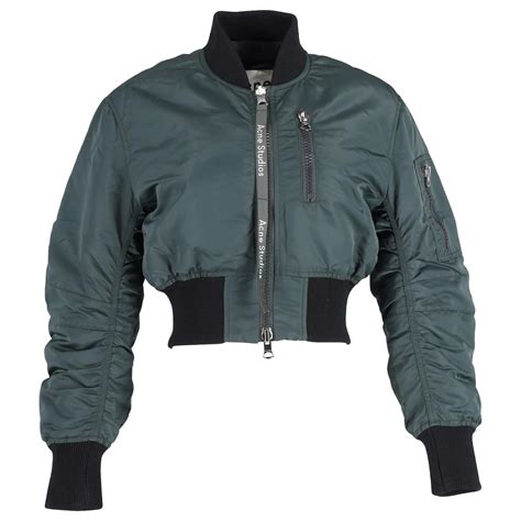 Acne Studios Blouson Bomber Court Rembourré Aila en Nylon Bleu ref Joli Closet
