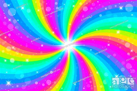 Rainbow Swirl Background With Stars Radial Gradient Rainbow Of Twisted