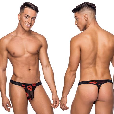 male power kiss me micro thong v sheer lips l xl
