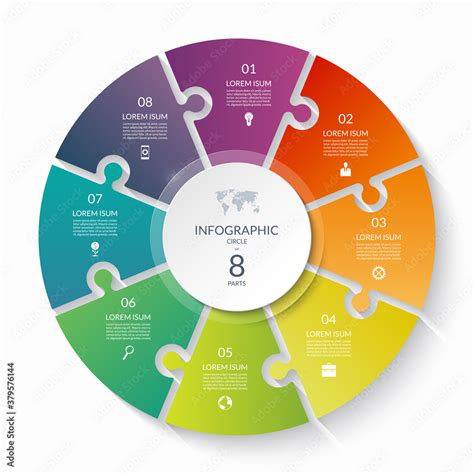 Puzzle Infographic Circle With 8 Steps Options Pieces Eight Part