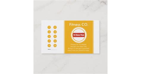 Fitness Business Card 10 Class Pass Template Zazzle