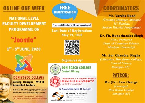 Online One Week National Level Faculty Development Programme On Joomla St Th June